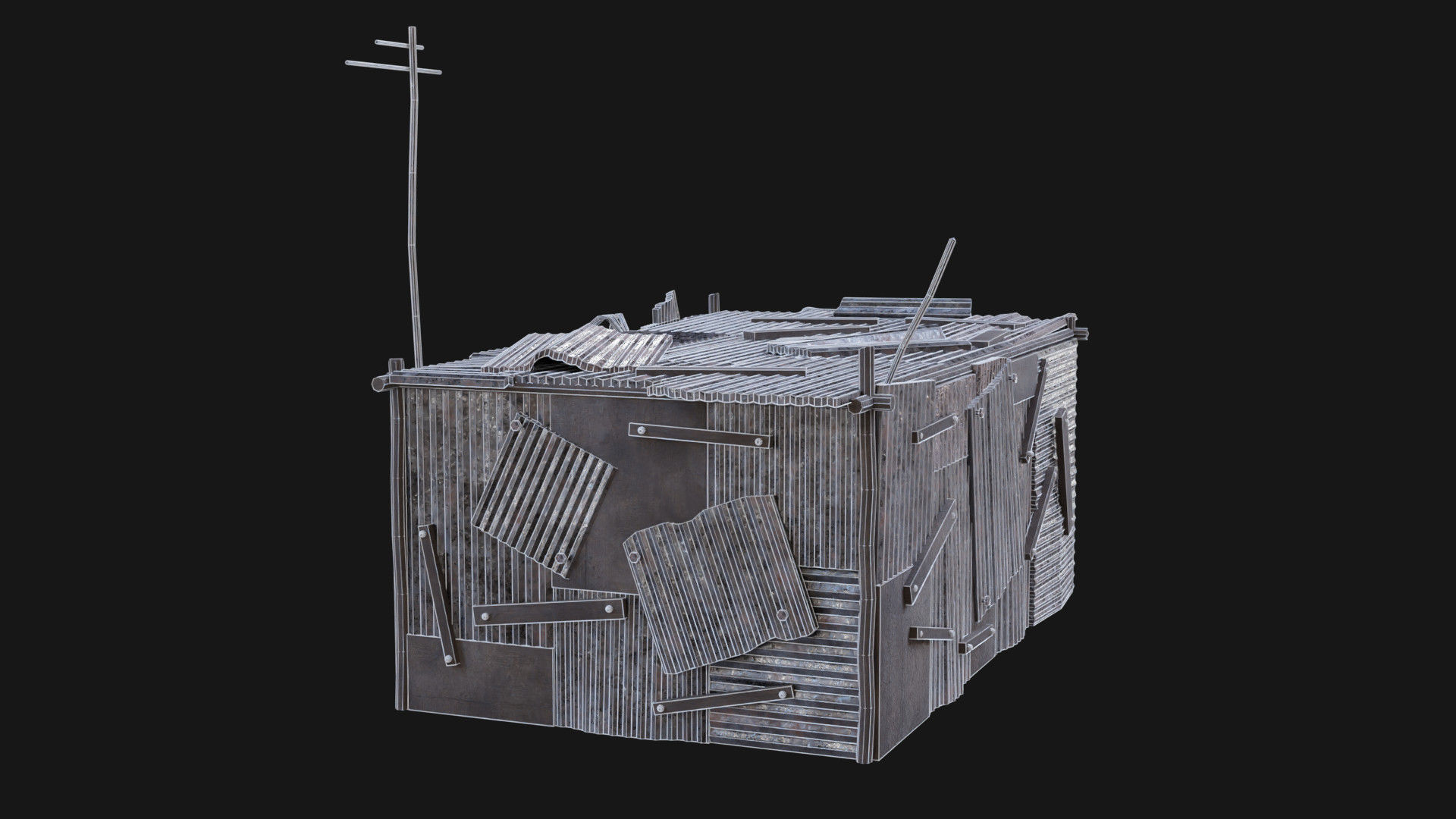 3D model SHELTER POST APO HOUSE HUT IMPROVISED PLATE DEBRIS SURVIVAL ...