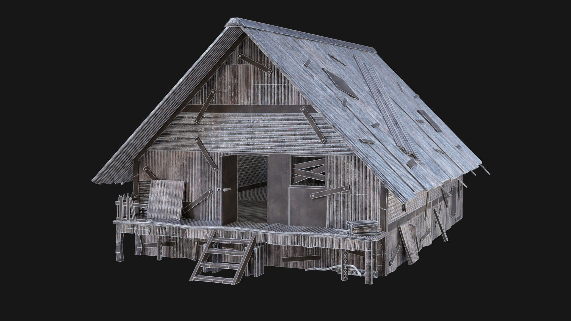 3D model SHELTER POST APO HOUSE HUT IMPROVISED PLATE DEBRIS SURVIVAL ...