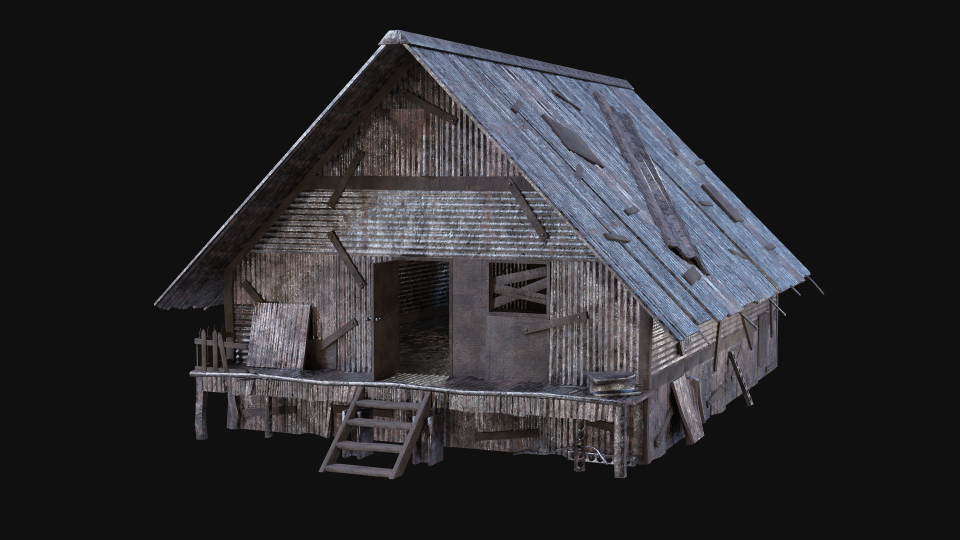3D model SHELTER POST APO HOUSE HUT IMPROVISED PLATE DEBRIS SURVIVAL ...