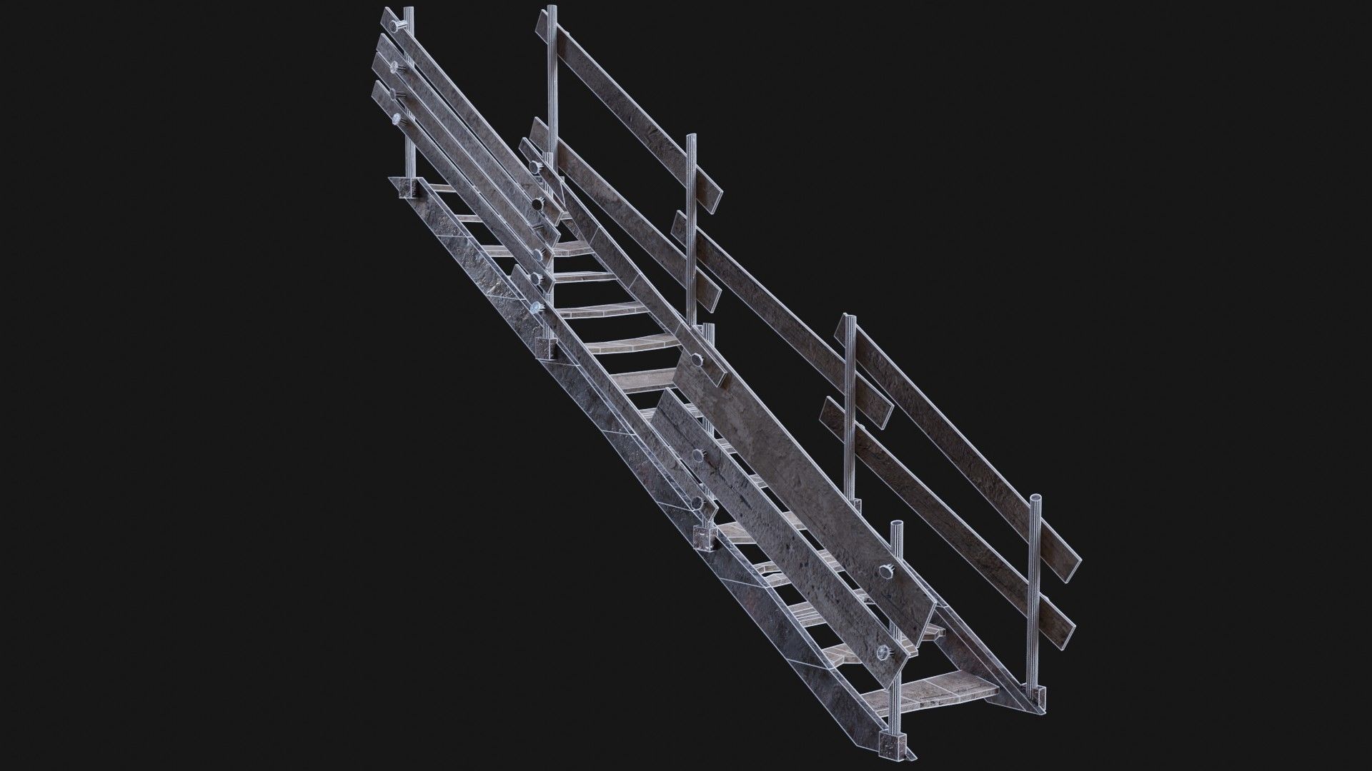 3D model POST APO STAIRS IMPROVISED STAIRCASE COLLECTION PACK AAA VR ...