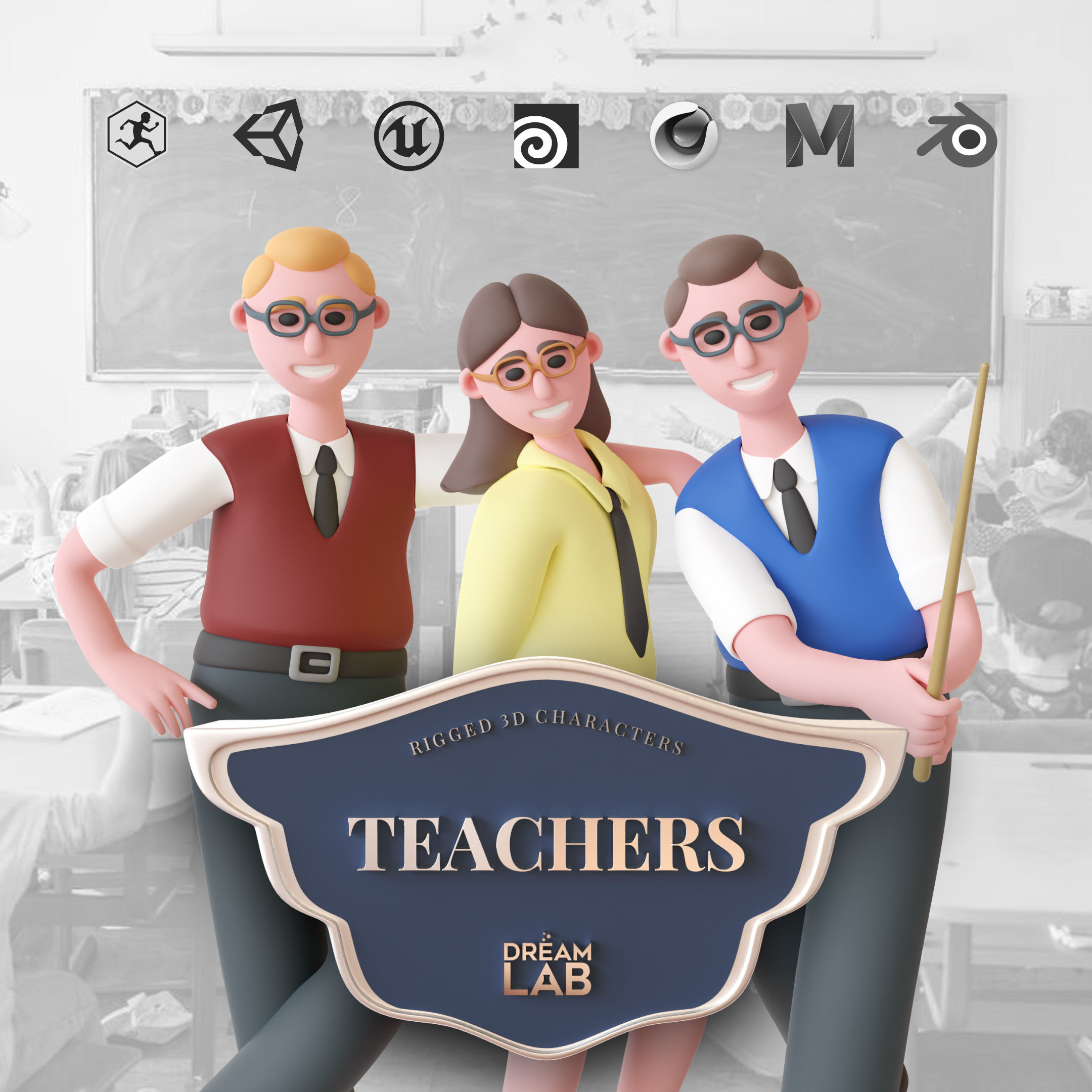 3D model Teachers - Rigged 3D Characters 12 Animations VR / AR / low-poly | CGTrader
