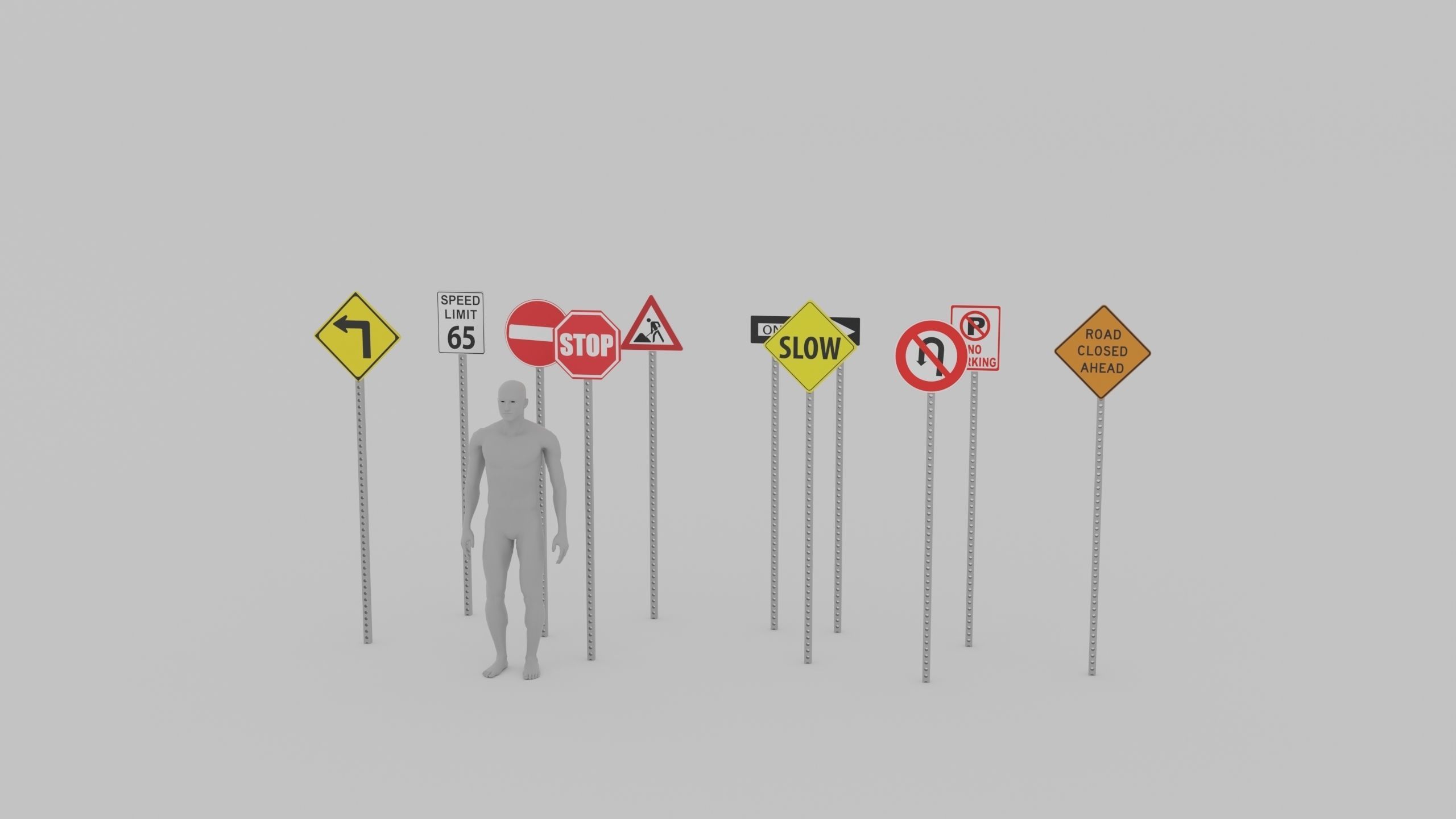 Basic road sign pack free 3D model | CGTrader
