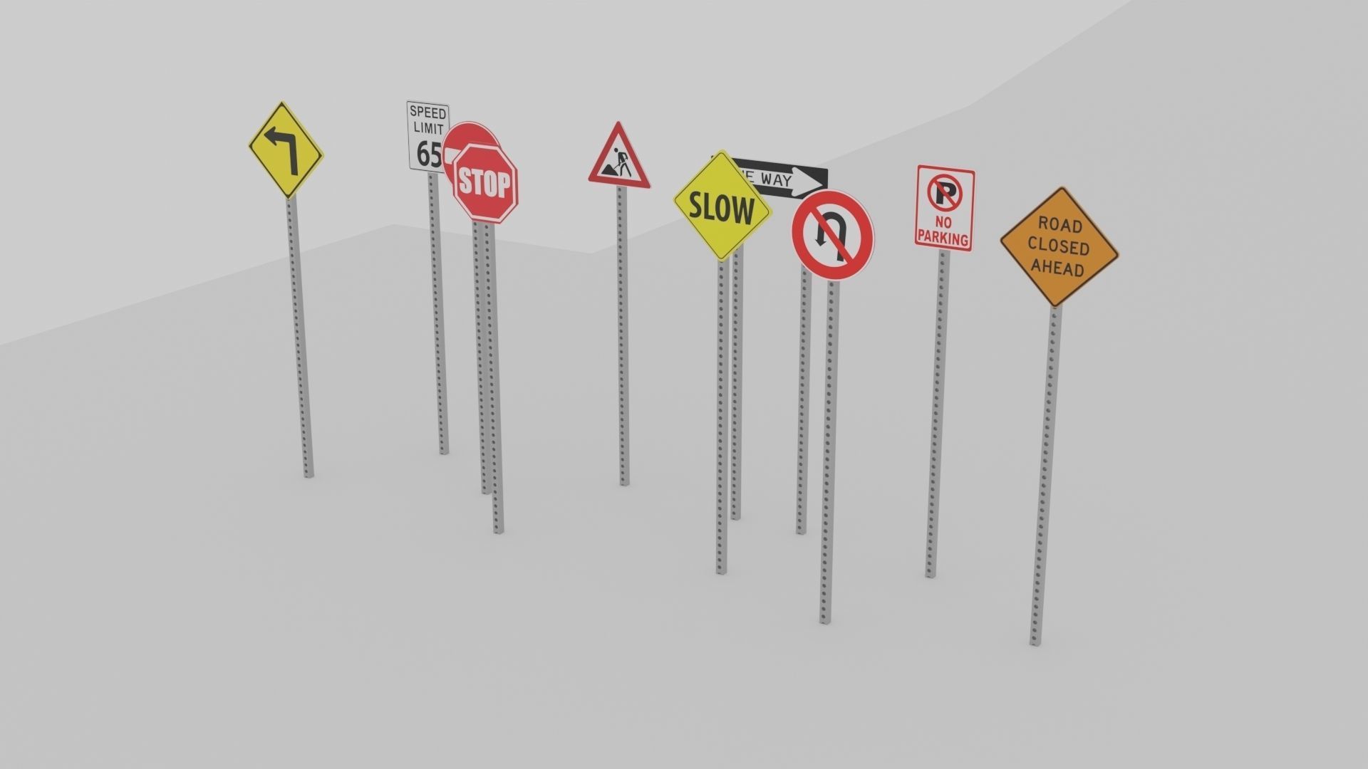 Basic road sign pack free 3D model | CGTrader