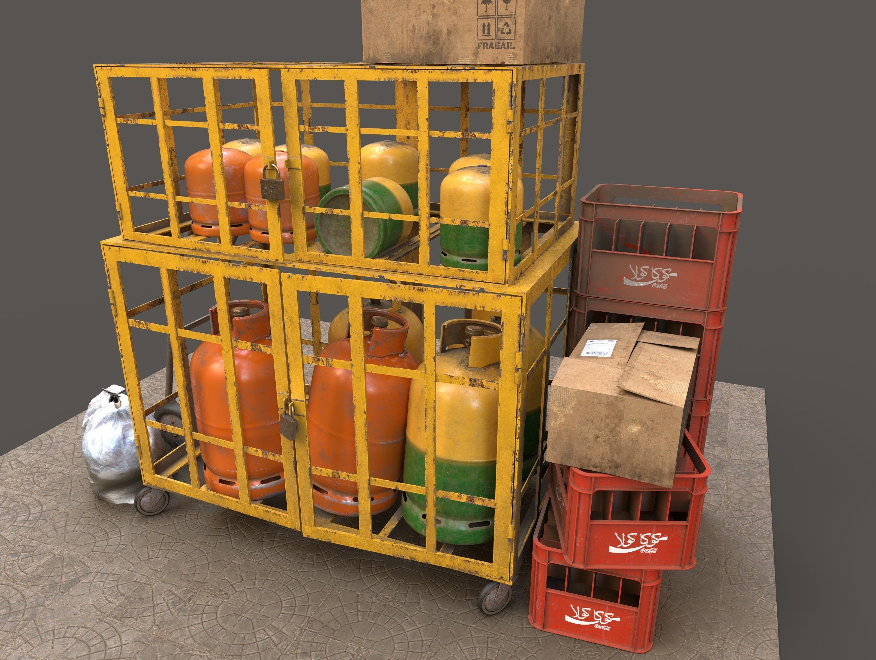 3D model 3D Gaz Propane Bottle Cage VR / AR / low-poly | CGTrader