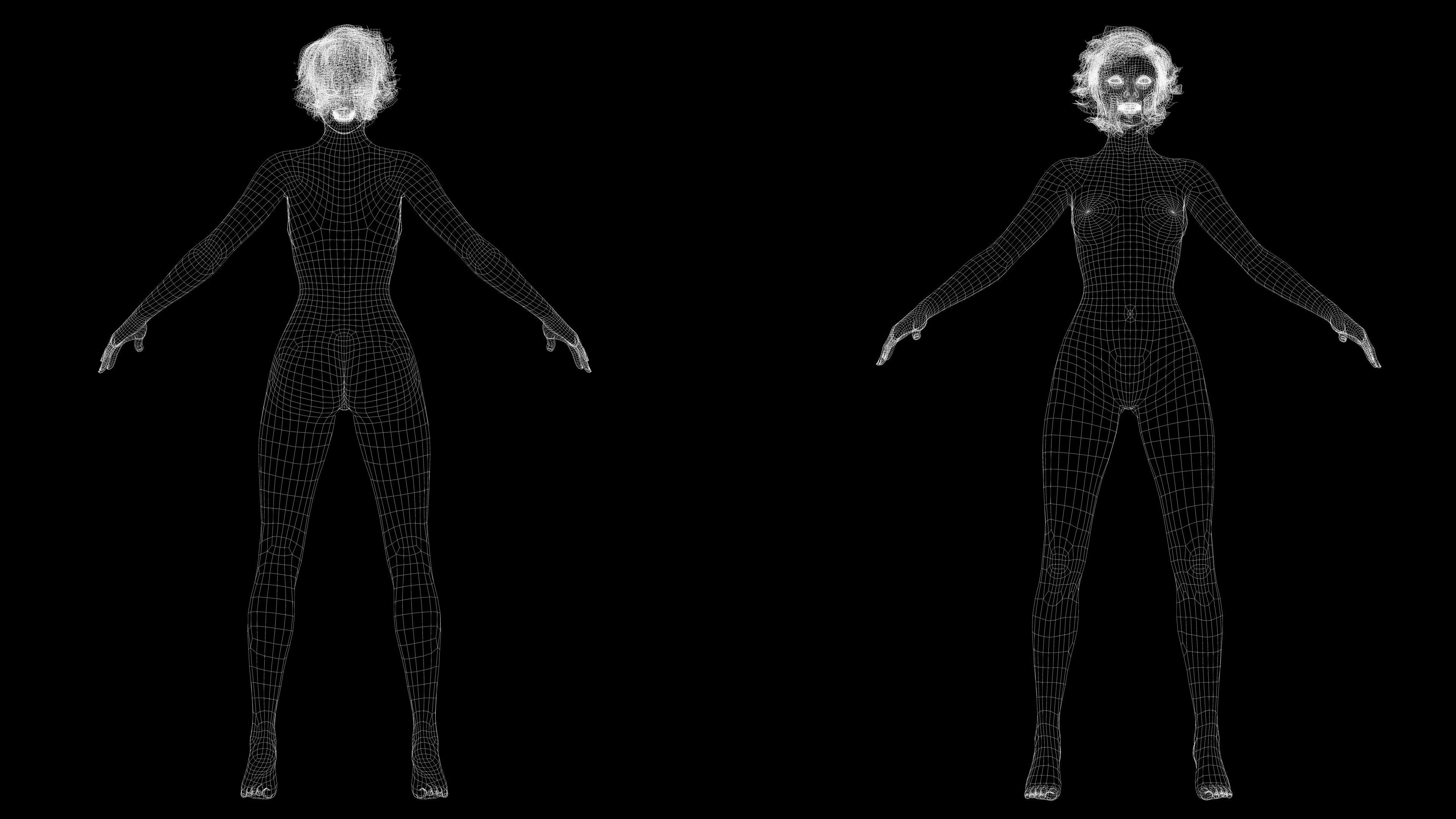 3d Model Casual Girl Base Mesh Vr Ar Low Poly Cgtrader 