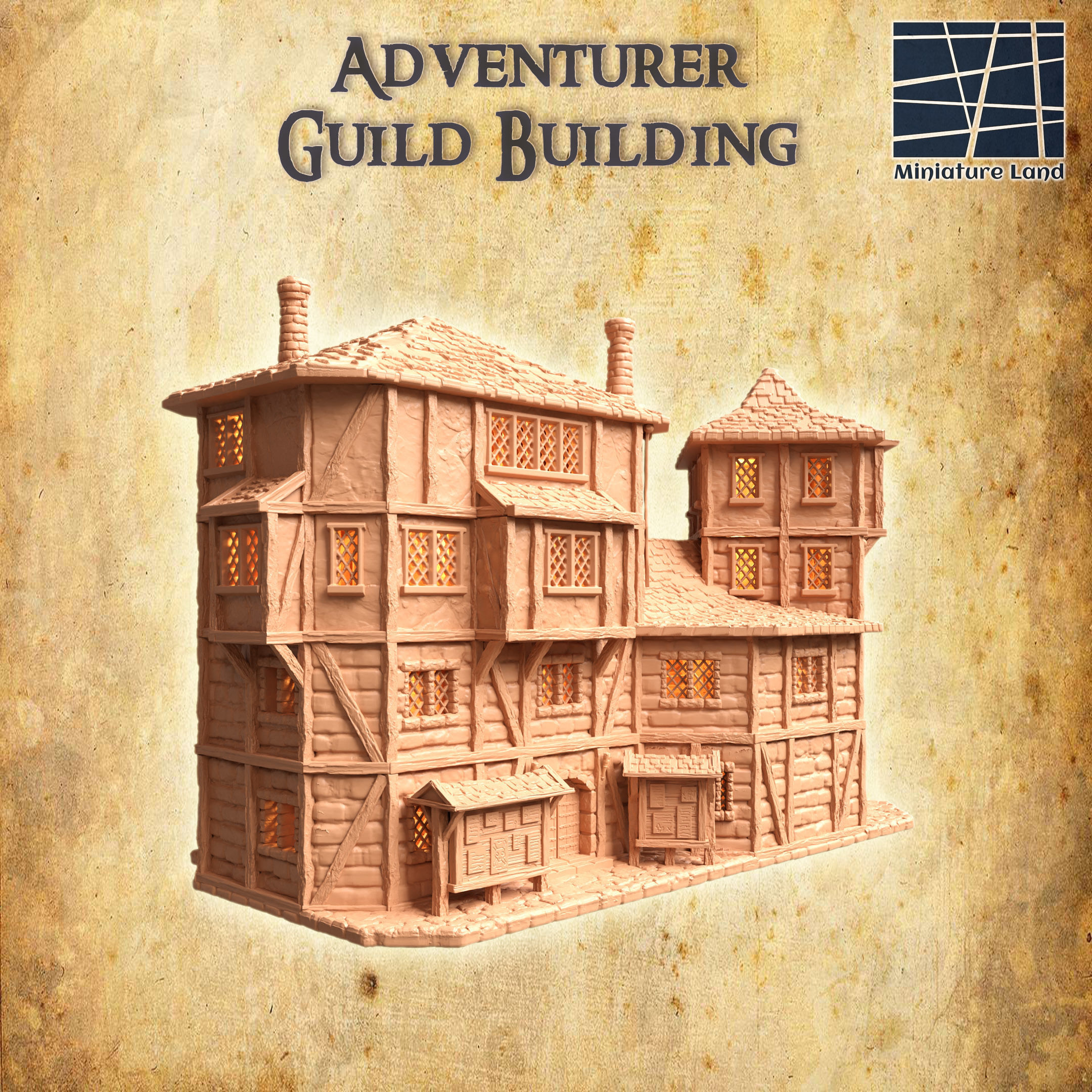 Adventurer Guild Building Tabletop Terrain 28 MM 3D model 3D printable ...
