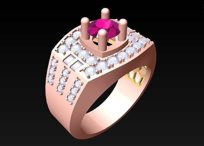 Diamond Rings - Mens Ring - N106 3D model 3D printable | CGTrader
