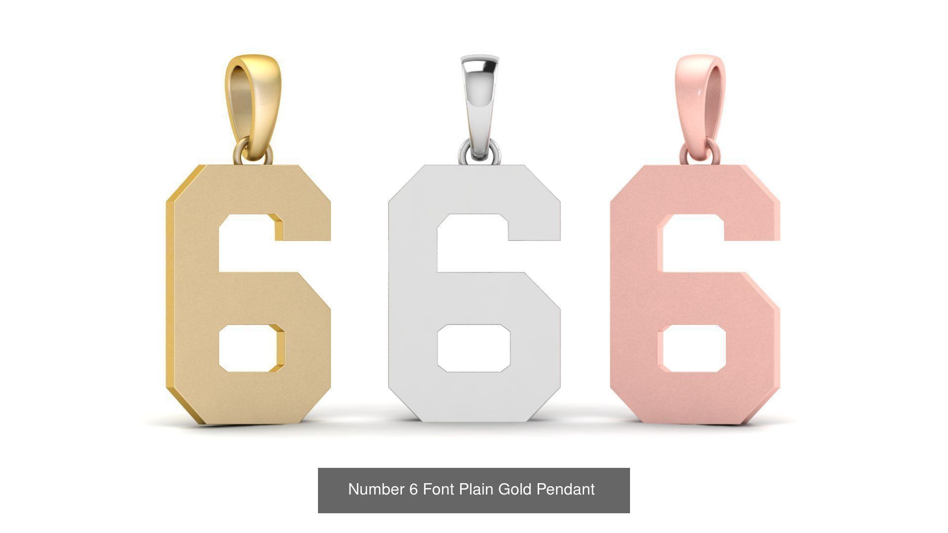 HipHop Numbers Plain Gold Pendant 3D Model Collection | CGTrader
