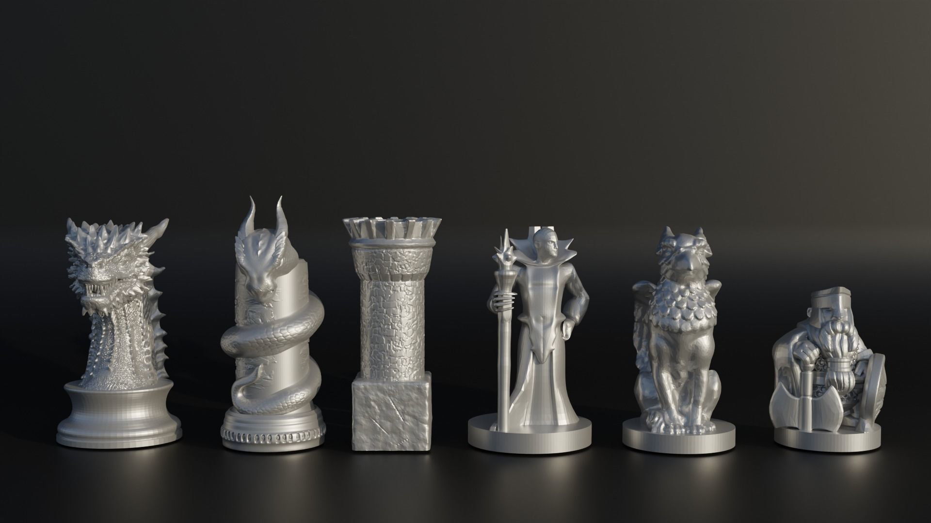 Dragon Chess Set - Medieval Chess With 6 Different Model 3D model 3D ...