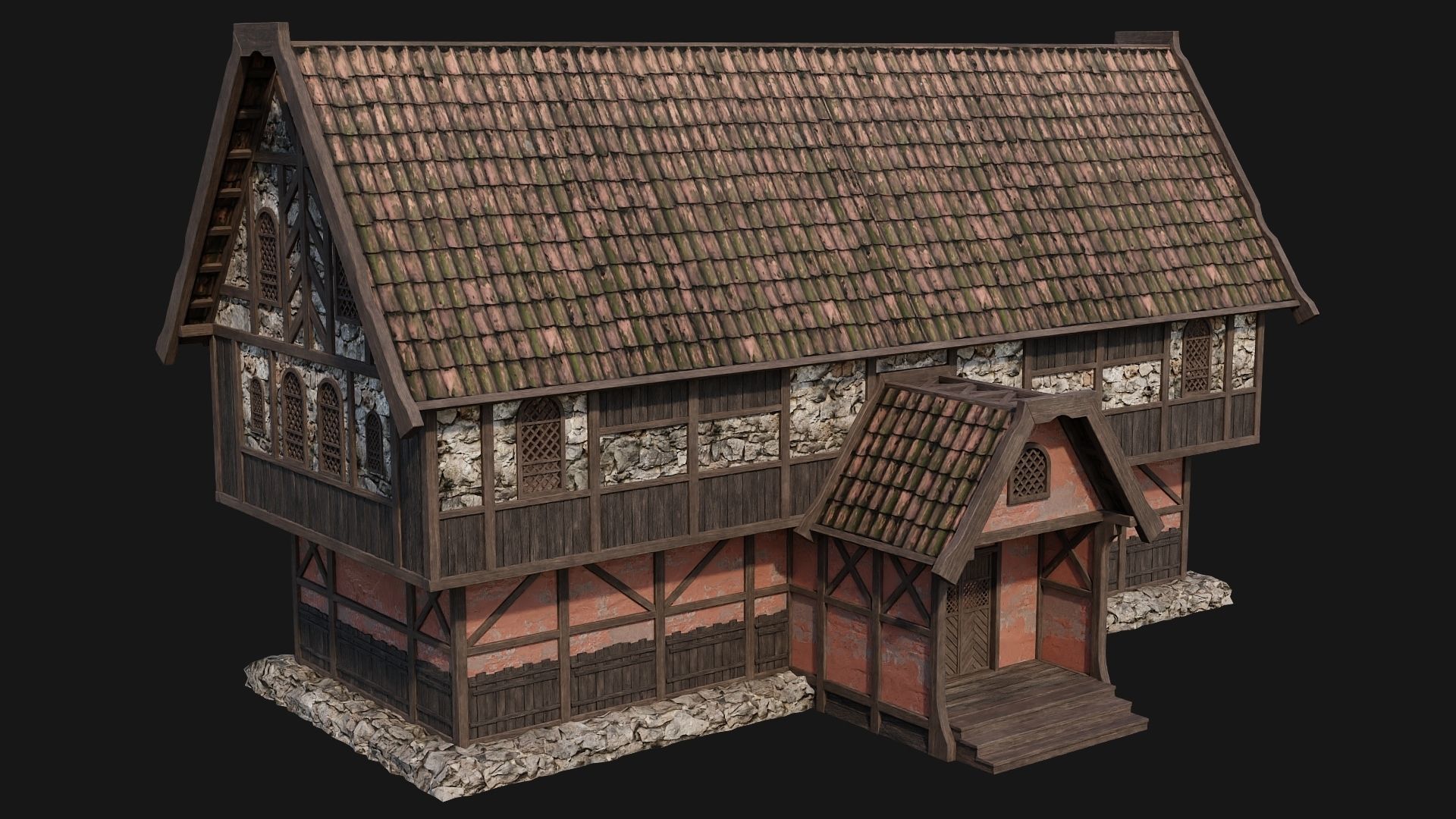 3D model 225-226-227-228 Old Medieval Houses Pack 4K Textures VR / AR ...