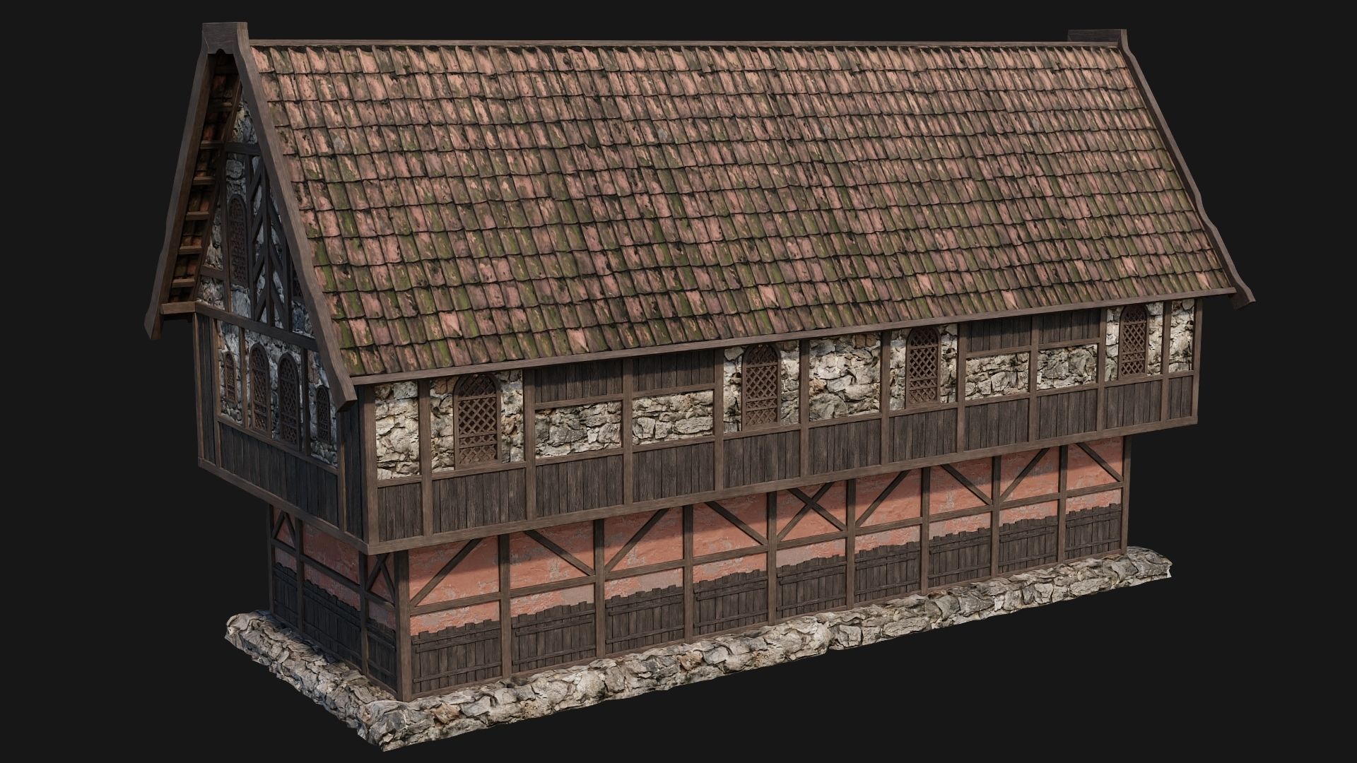 3D model 225-226-227-228 Old Medieval Houses Pack 4K Textures VR / AR ...
