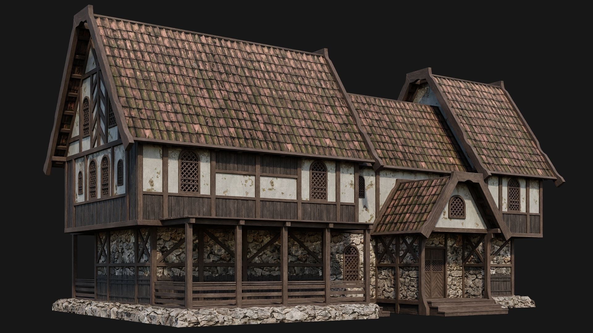 3D model 225-226-227-228 Old Medieval Houses Pack 4K Textures VR / AR ...