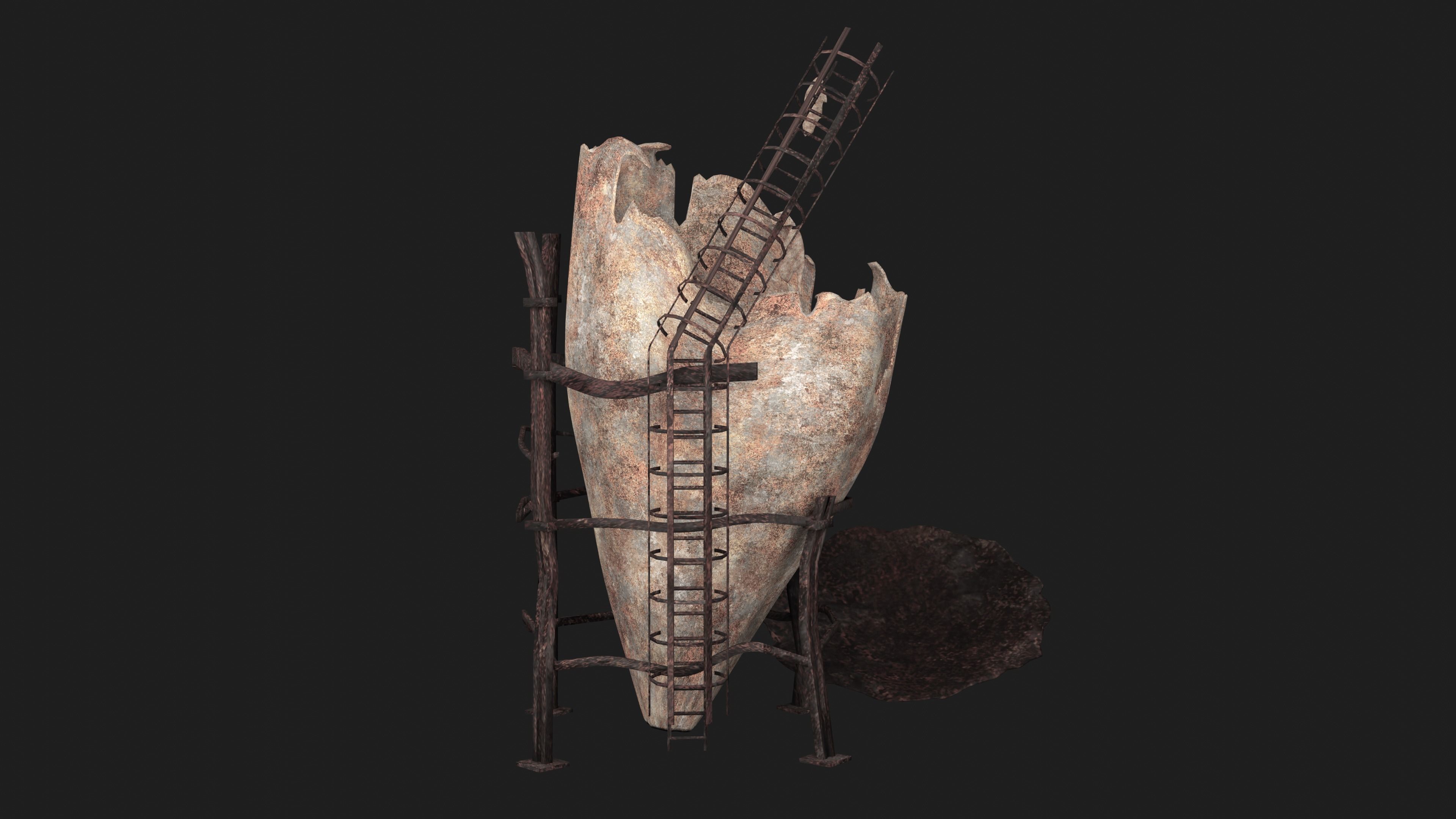 3D model POST APO SILO SILOS RUINS TANK DESTROYED SURVIVAL COLLECTION ...