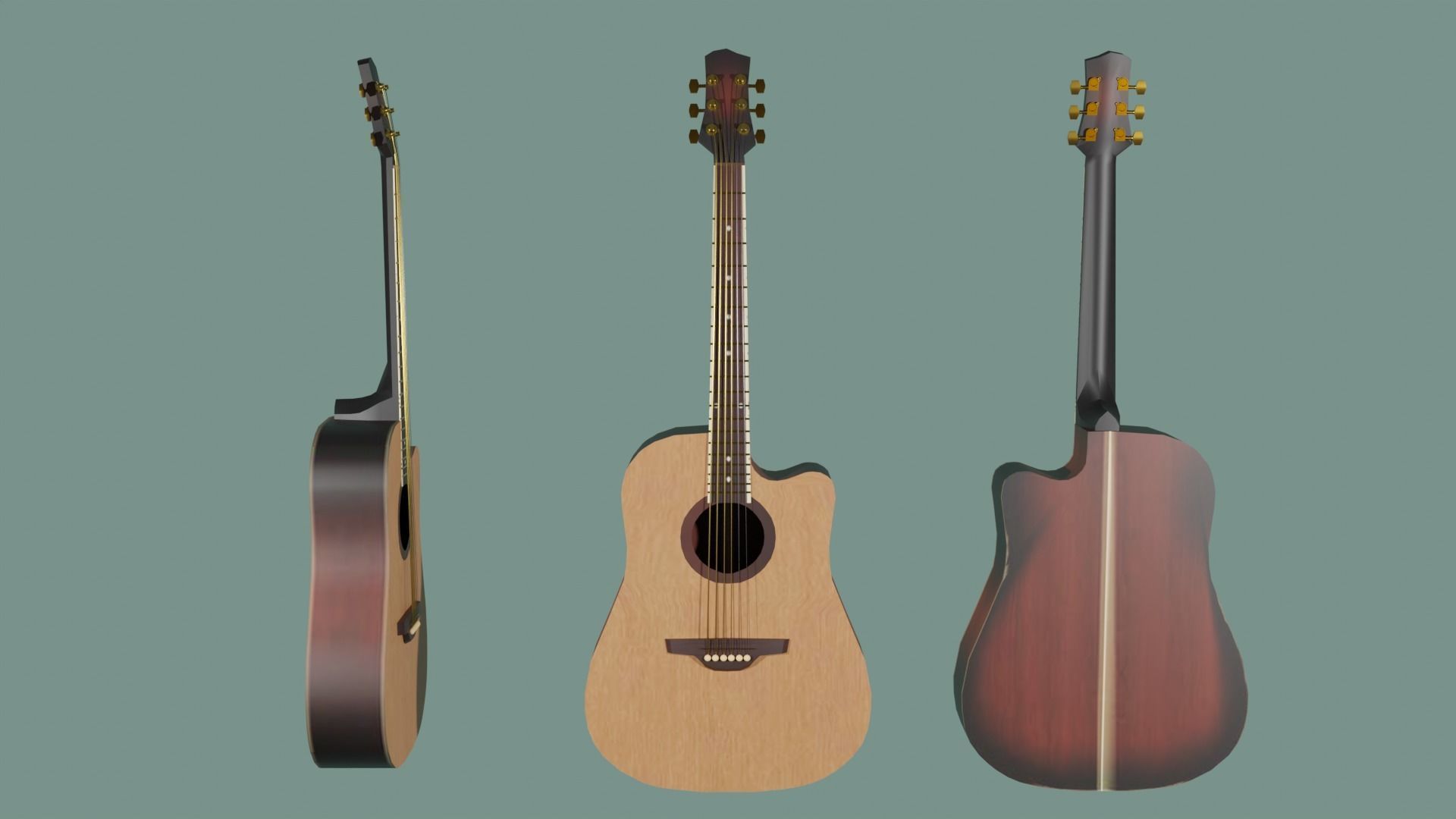acoustic guitar low-poly free VR / AR / low-poly 3D model | CGTrader