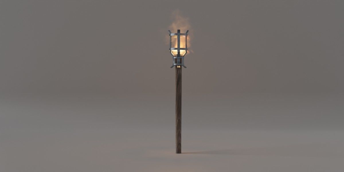 Medieval Torch and VDB Animated Fire 3D model animated | CGTrader