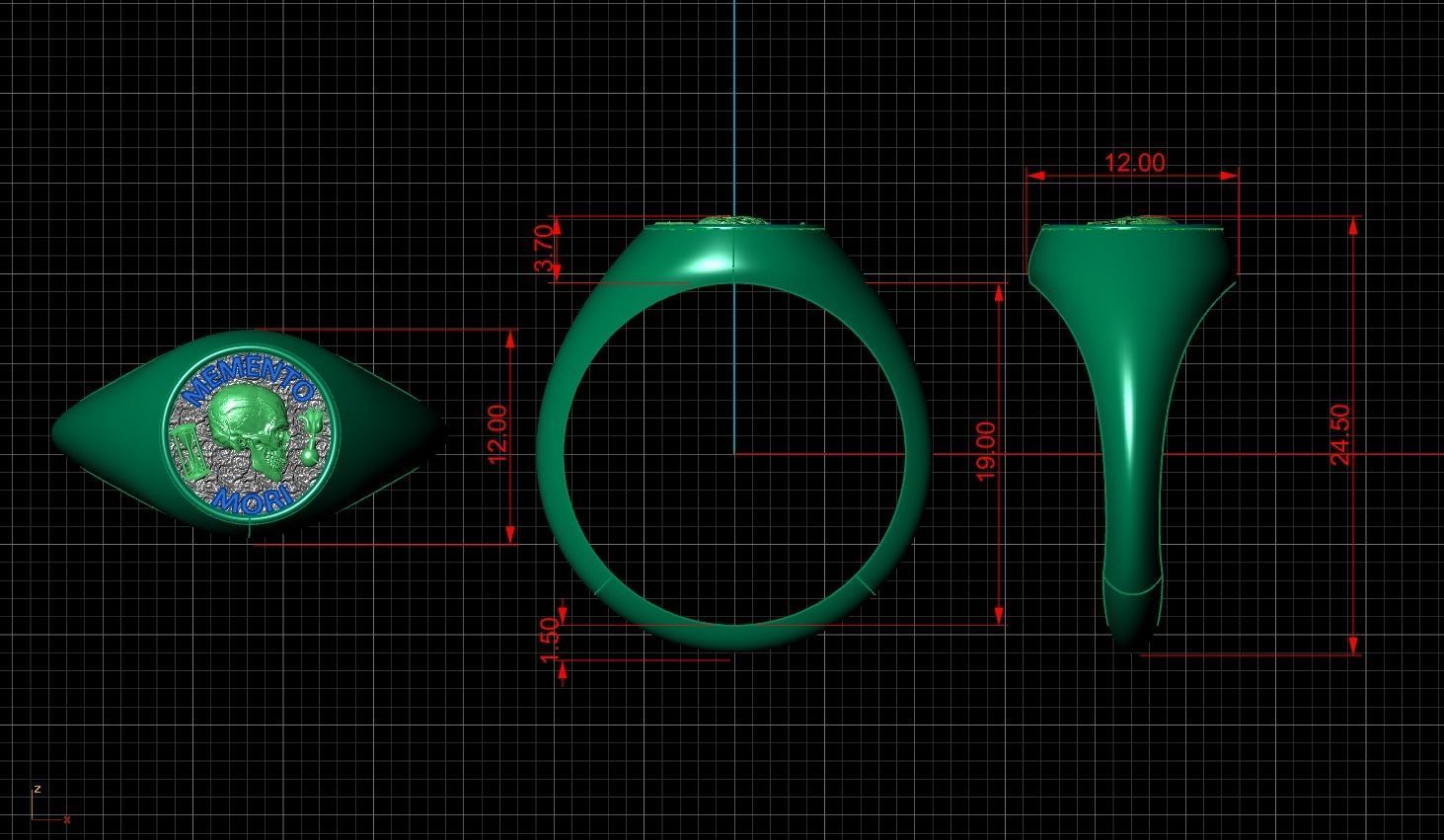 Men ring with the ancient symbols MOMENTO MORI cnc model or 3D model 3D ...