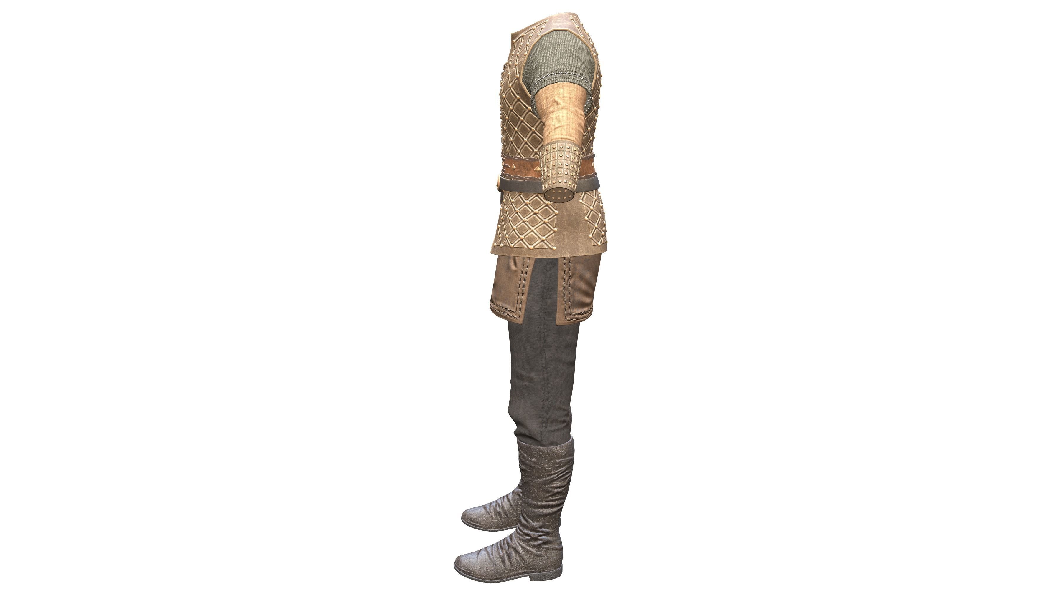 3D model Full Viking Medieval Male Outfit Costume Wear VR / AR / low ...