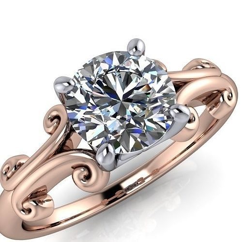 Vintage Scroll Solitaire Head Details Classic Ladies Ring 3D model 3D ...