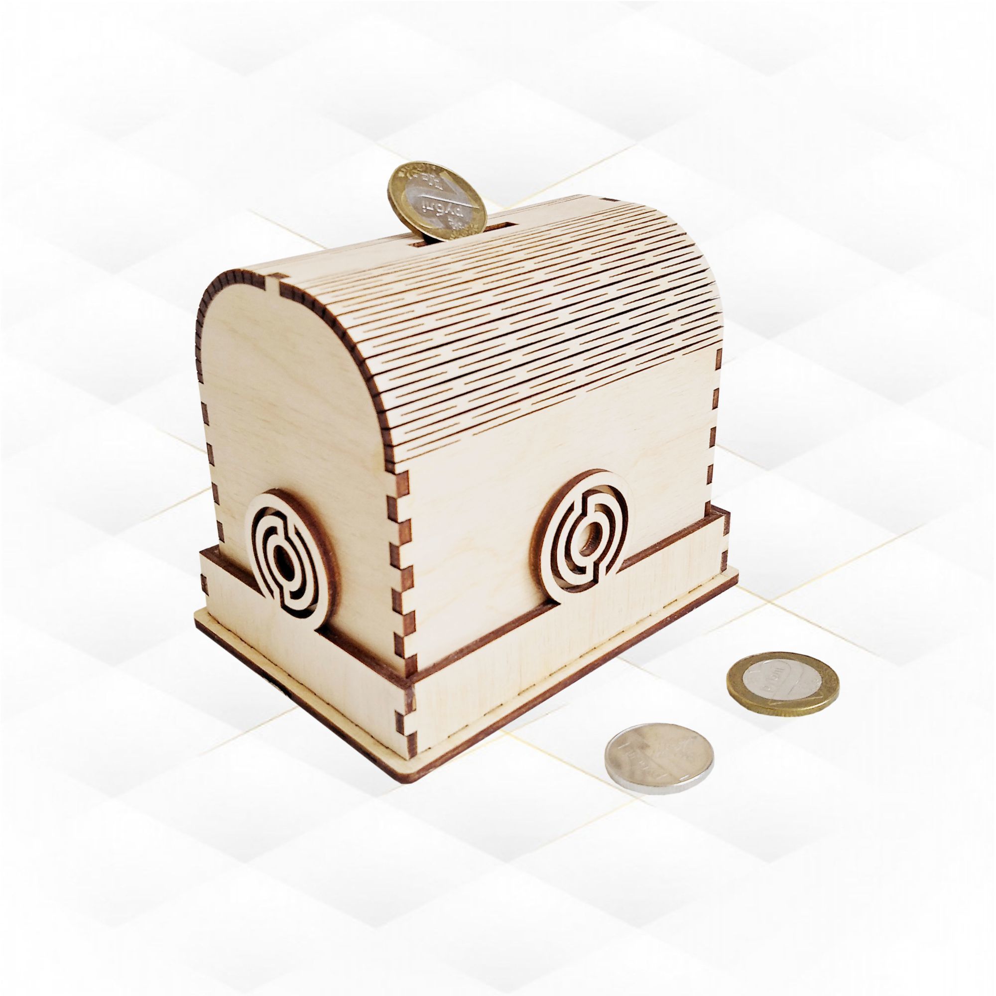Piggy bank coin box svg dxf design for laser cut 3D model 3D printable ...
