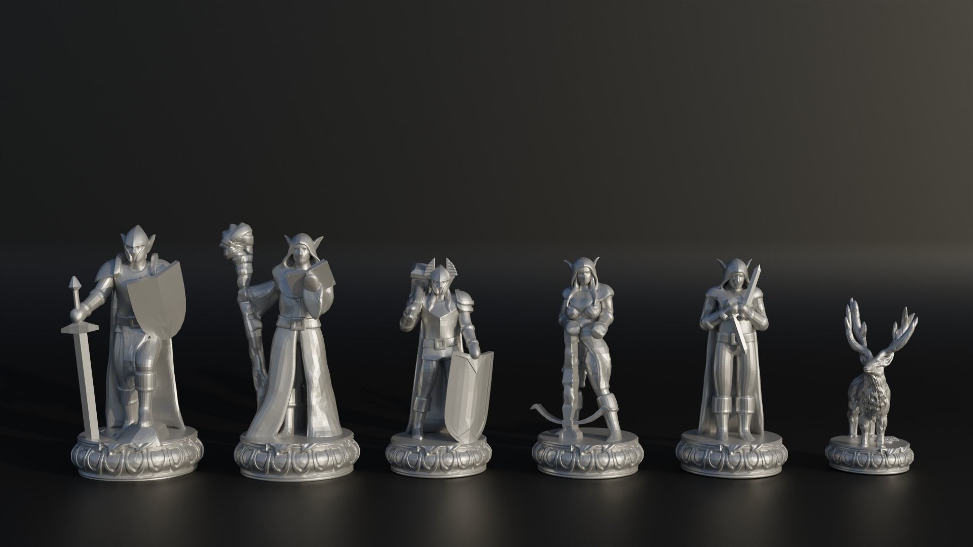 Elf Chess Set - Medieval Chess With 6 Different Model 3D model 3D ...