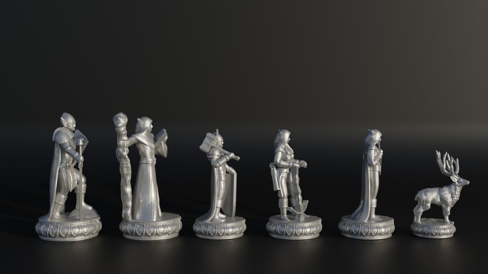 Elf Chess Set - Medieval Chess With 6 Different Model 3D model 3D ...
