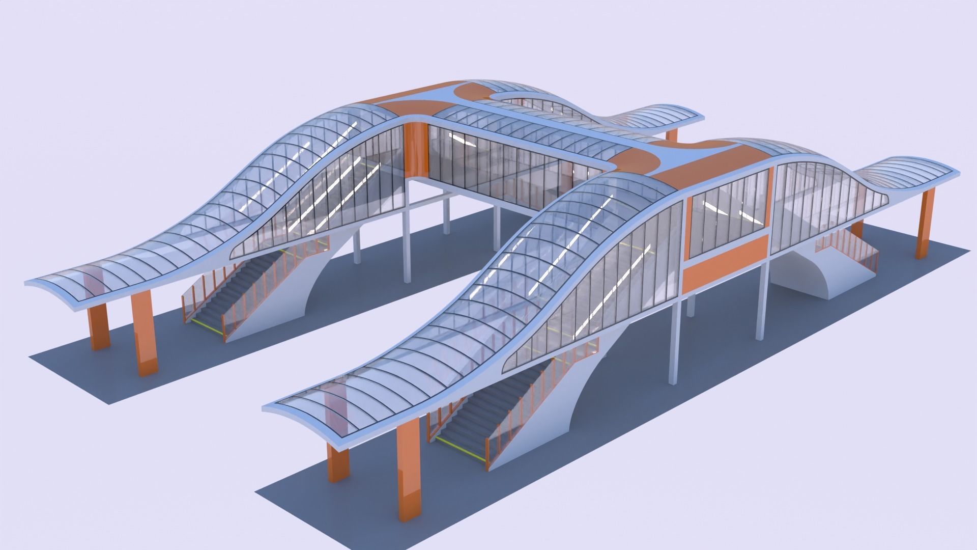 Covered pedestrian bridge II 3D model | CGTrader