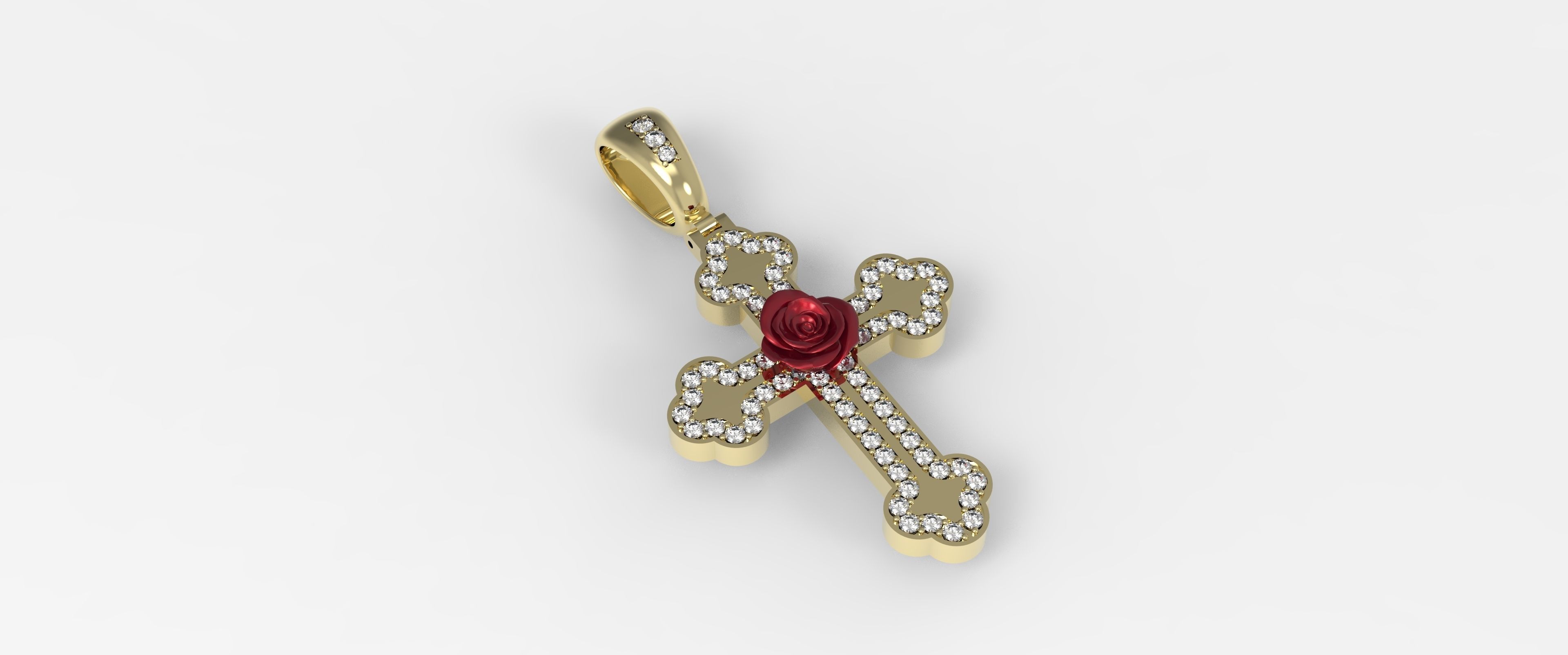 Cross Roses GOLD 3D model 3D printable | CGTrader