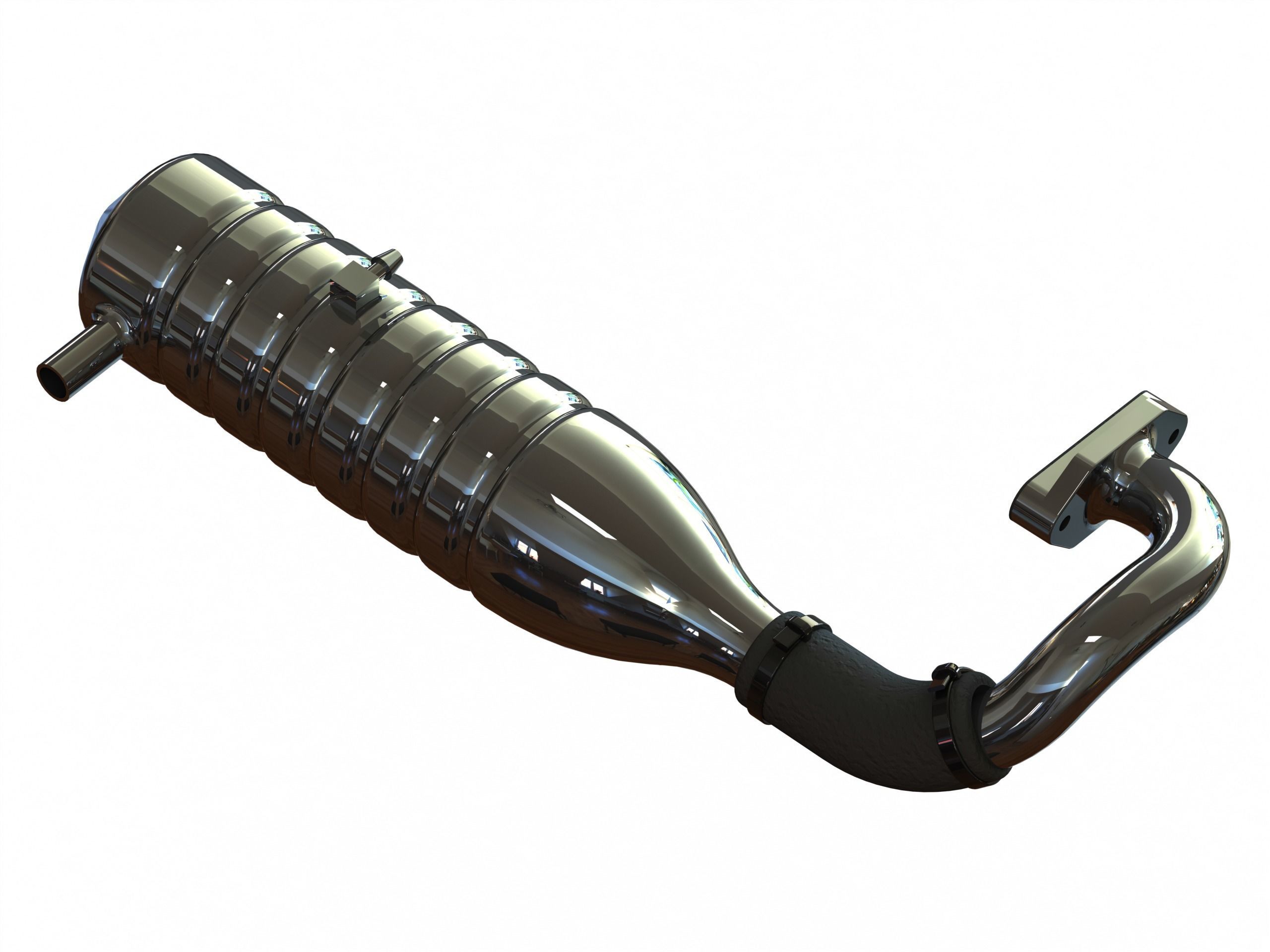 Aluminium Tuned Pipe W Exhaust Manifold Set 3D model rigged | CGTrader