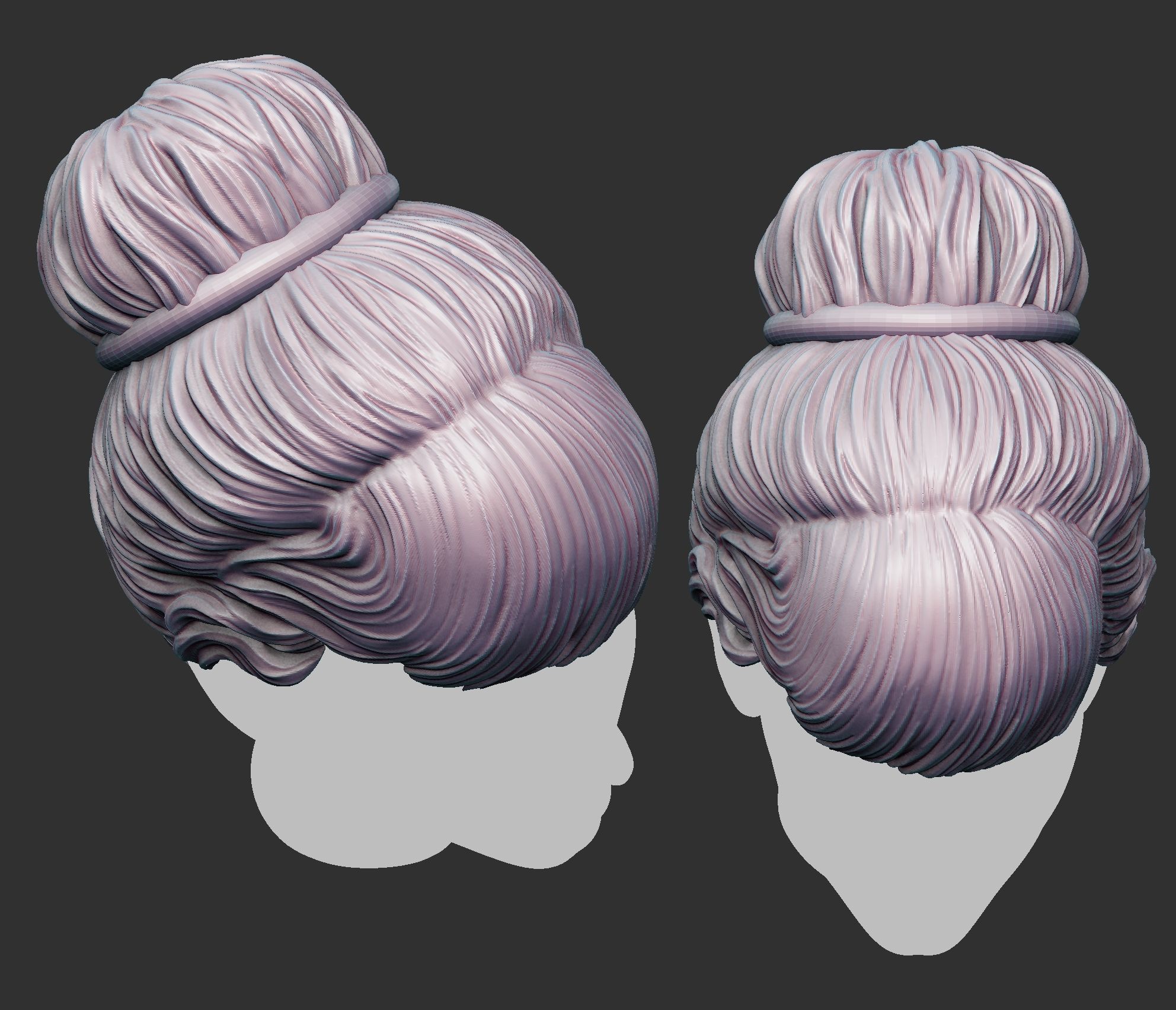 BUN Hairstyle 3D model 3D printable | CGTrader