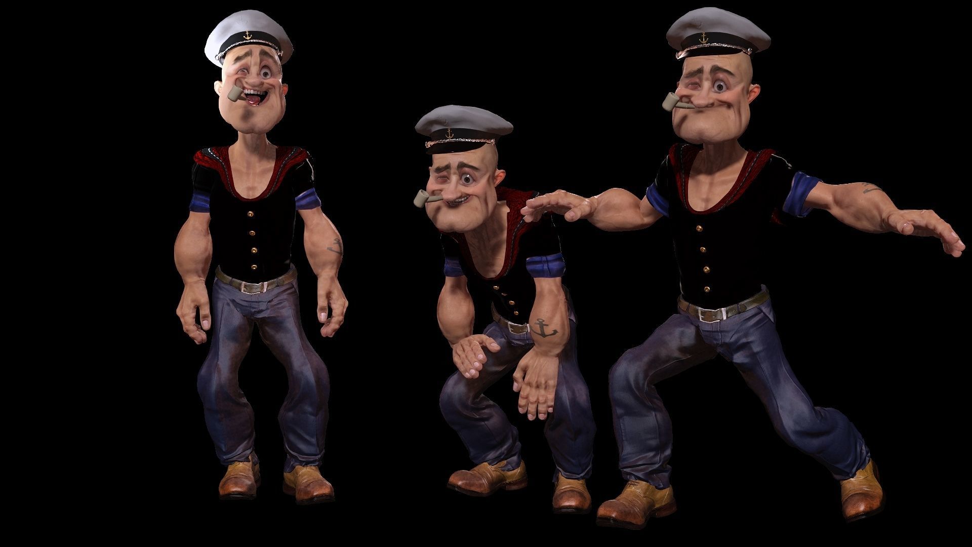 Popay High quality character full Rigged and Animated 3D model animated ...