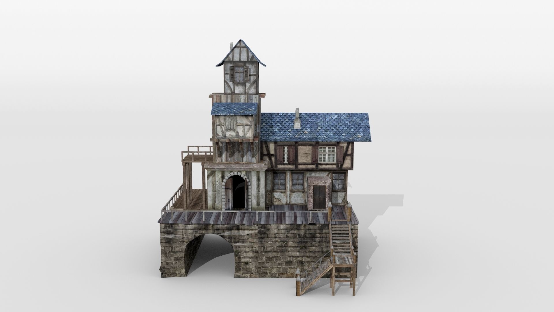 Fantasy-style medieval half-timbered building 3D model | CGTrader