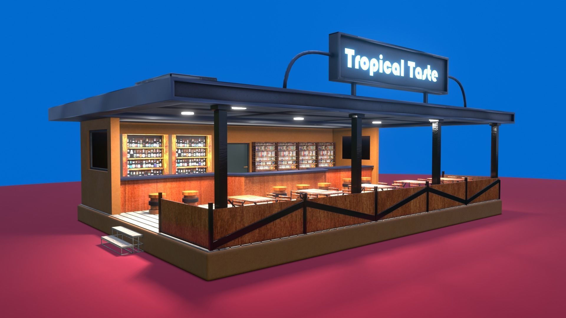 3D model Restaurant - Low poly VR / AR / low-poly | CGTrader