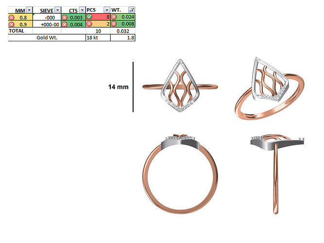 Women Light Weight Ring STL OBJ FBX JCD Details 3D model 3D printable ...