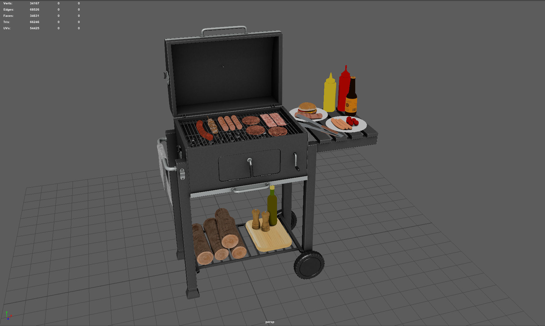 Barbecue with Complements 3D model | CGTrader