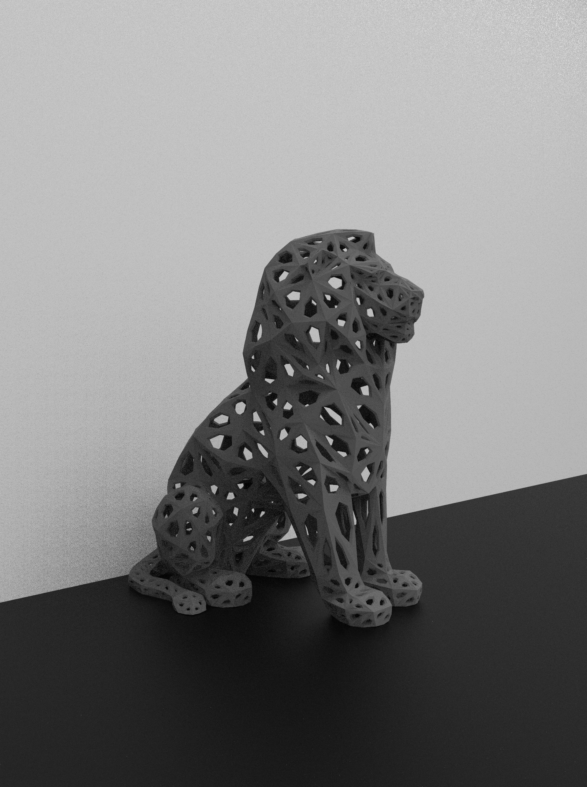 Wireframe Lion 3D model 3D printable | CGTrader