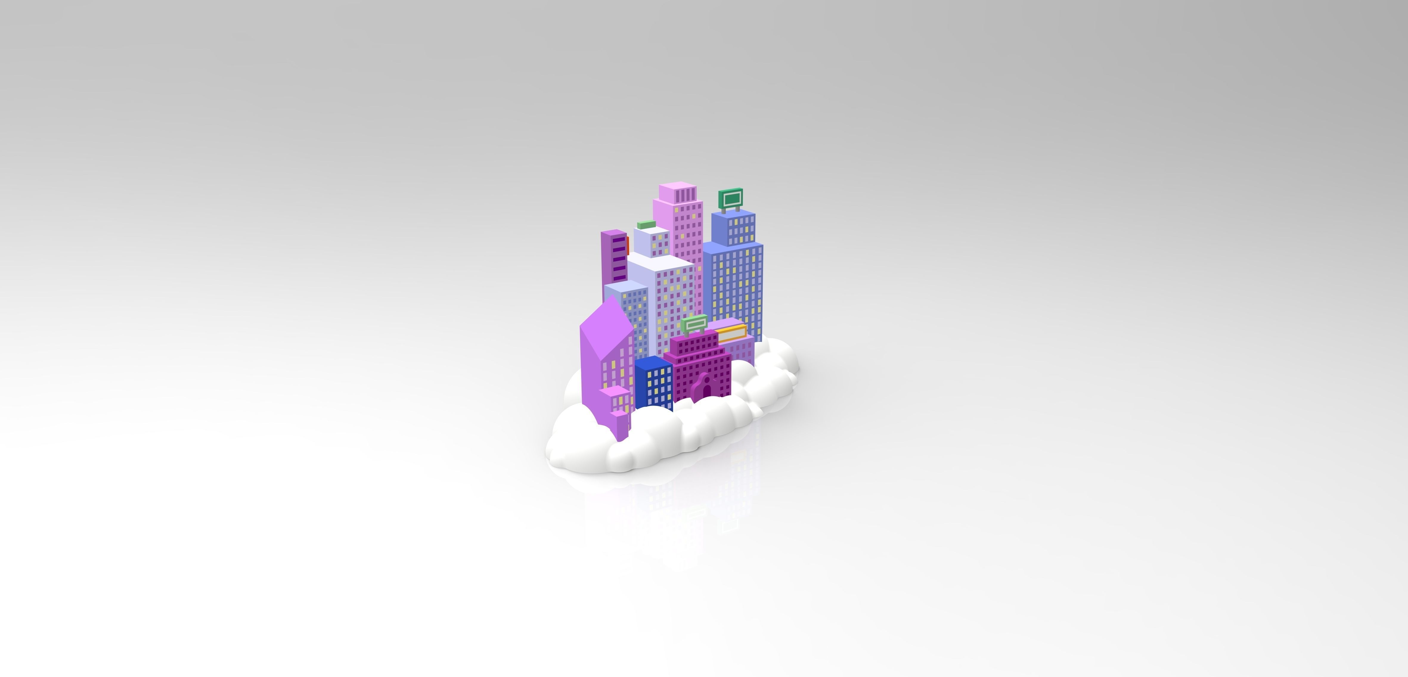 Buildings in Clouds 3D model 3D printable | CGTrader