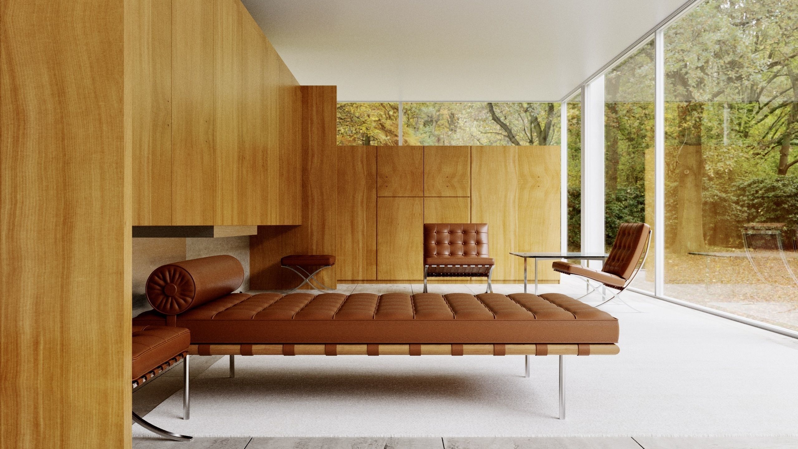 Farnsworth house - Mies van der Rohe - Cinema 4d - Corona render 3D ...