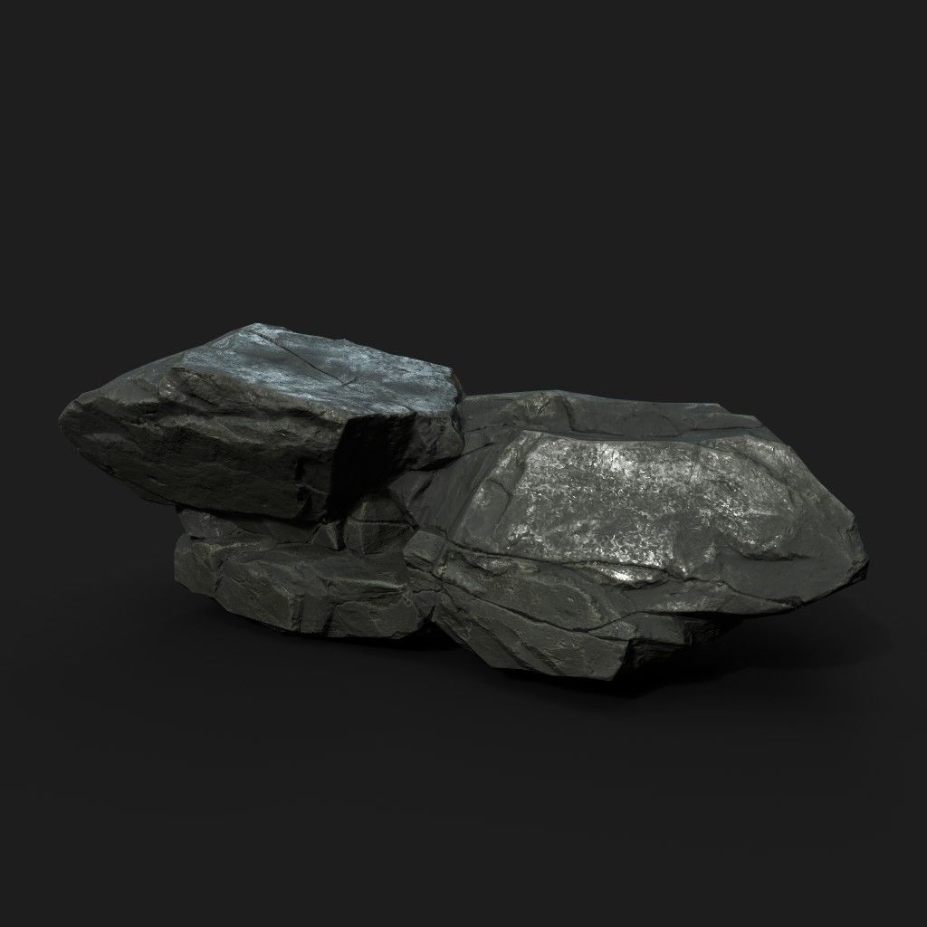3D model Low Poly Black Rock 230322 - Ultra HD 16K Texture VR / AR ...