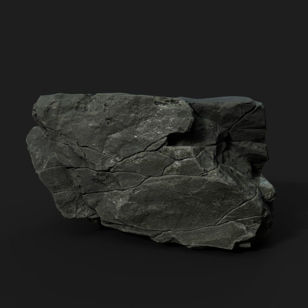 3D model Low Poly Black Rock 230322 - Ultra HD 16K Texture VR / AR ...