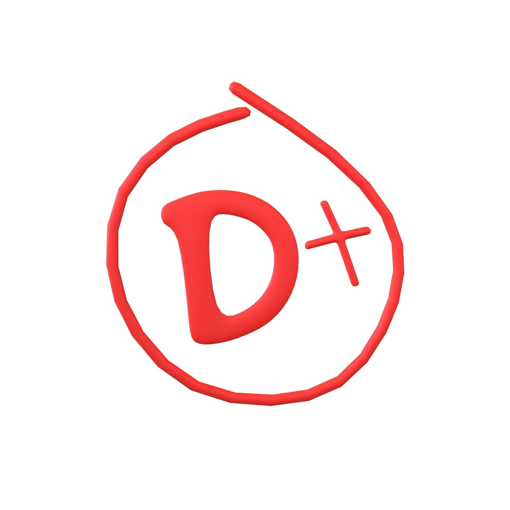 3D model Grade D Plus Symbol v1 001 VR / AR / low-poly | CGTrader