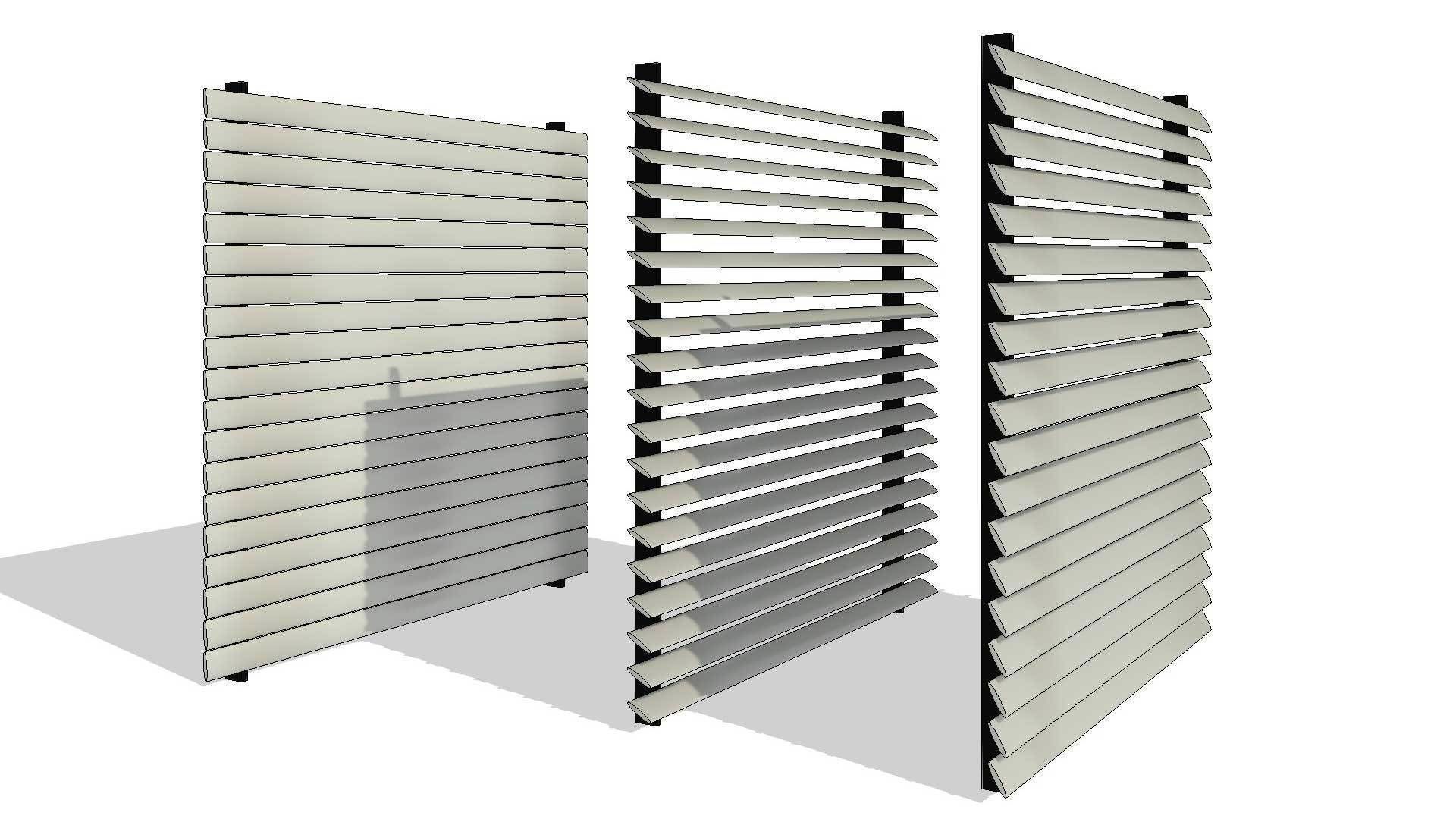 Exterior Aluminium Sun Screen Fixed Louvres 3D model | CGTrader