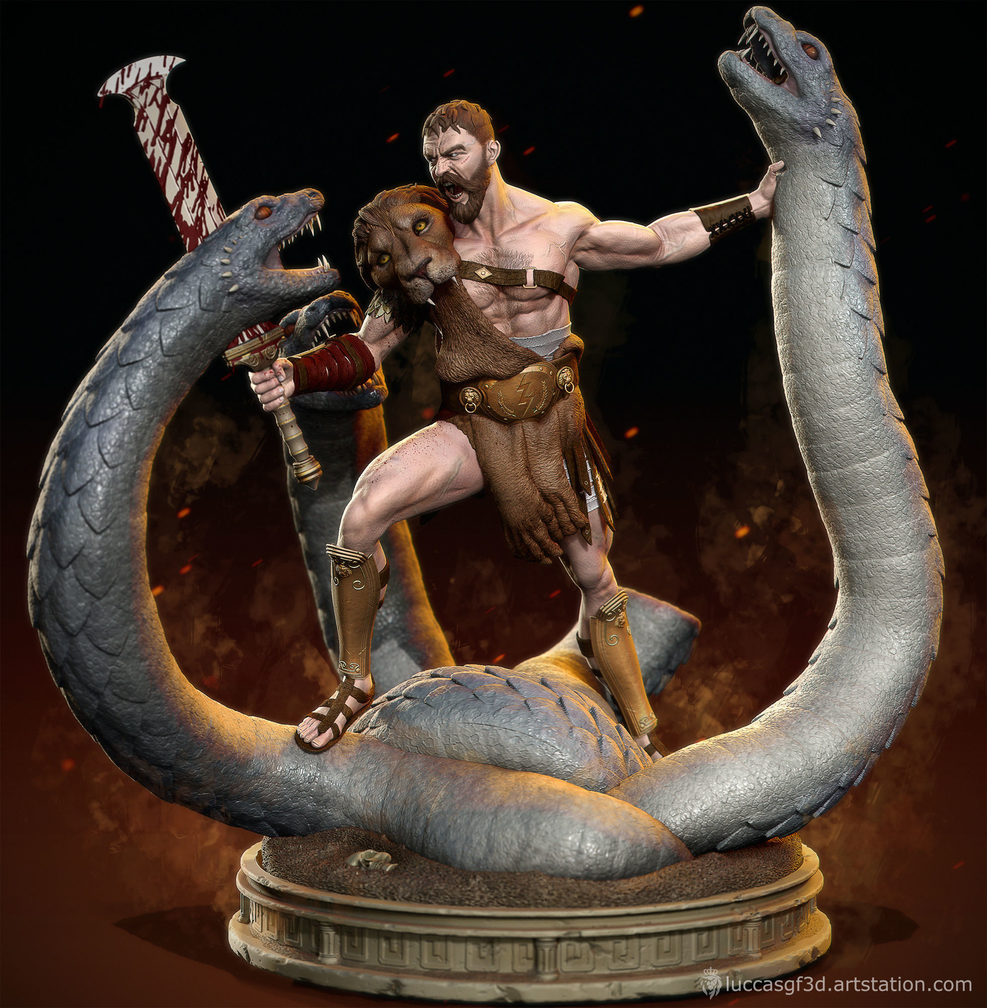 Hercules vs Hydra 3D model 3D printable | CGTrader