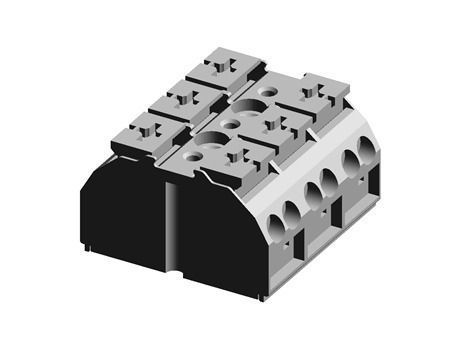 5 conductor term block,3 pole,clamp free 3D model | CGTrader
