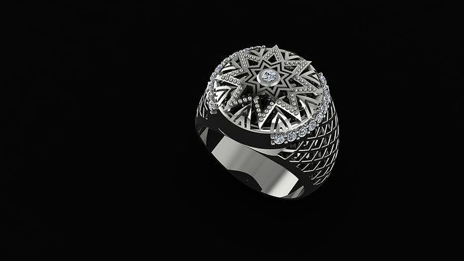 Star ring with diamonds 3D model 3D printable | CGTrader