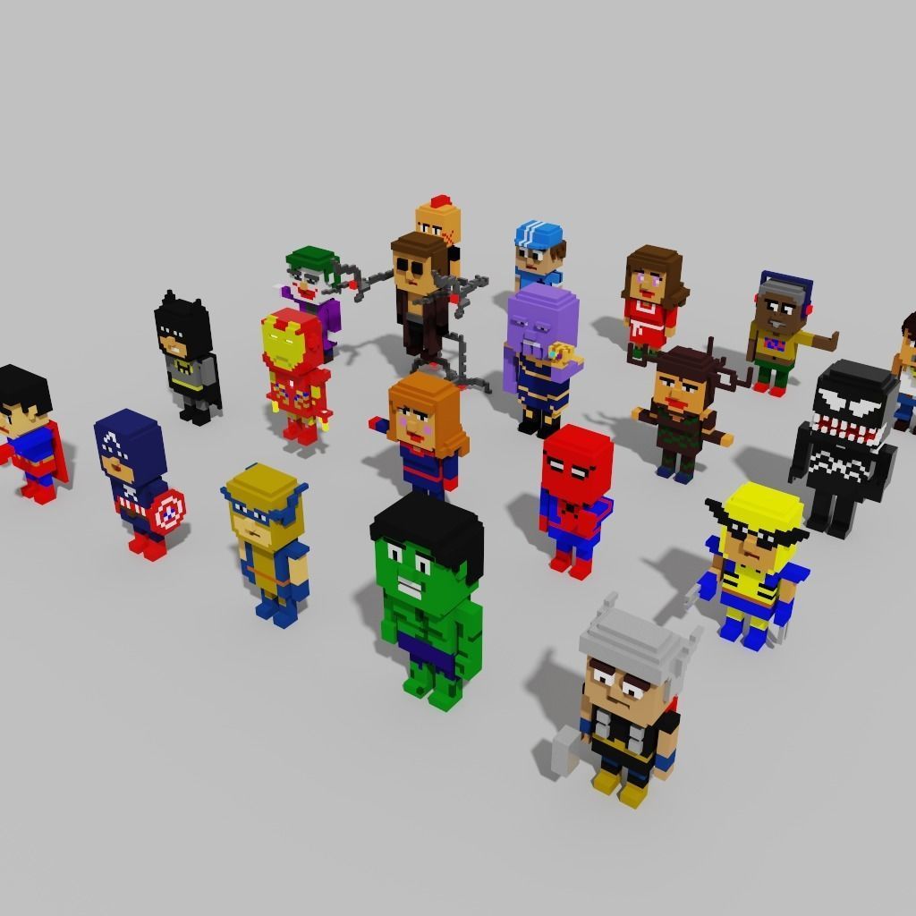 3D Cute Superhero and Enemies Voxel Character 3D model | CGTrader