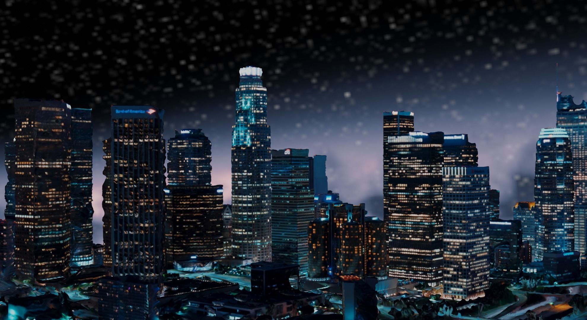 3D model New York Cyber City night Low-poly 3D model VR / AR / low-poly ...