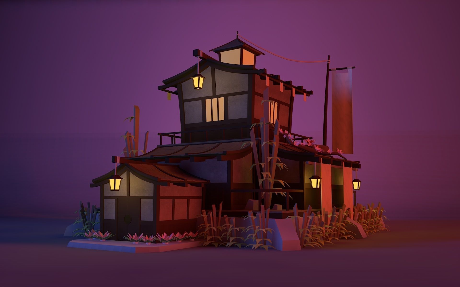 3D model Samurai House Low poly VR / AR / low-poly | CGTrader