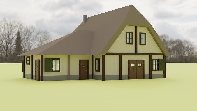 3D model Simple Lowpoly Old House VR / AR / low-poly | CGTrader