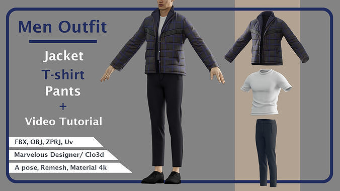 Men Chic Classic Outfit with marvelous PLUS Video Tutorial 3D model ...