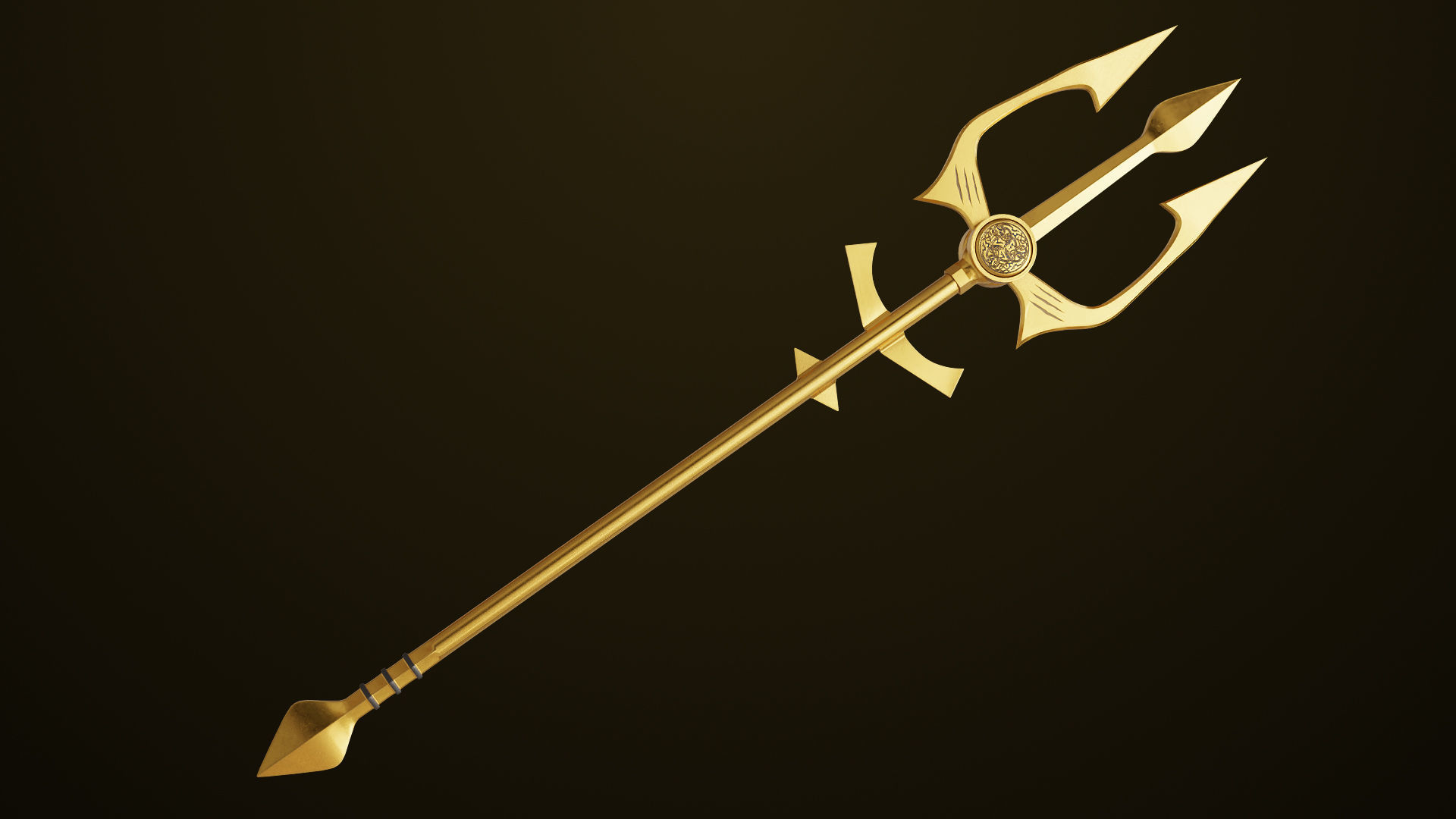 3D model Medieval Trident 02 All PBR Unity UE Textures VR / AR / low ...